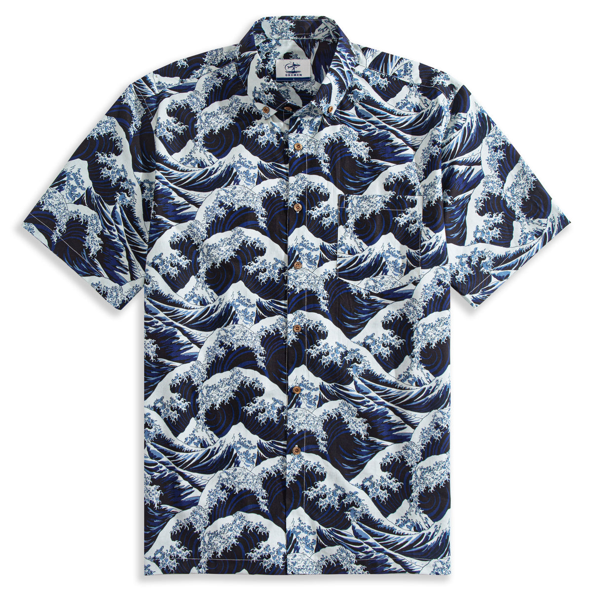 OROMEN | Great Wave Shirt | 100% Cotton Hokusai Ukiyo-e Japanese Print