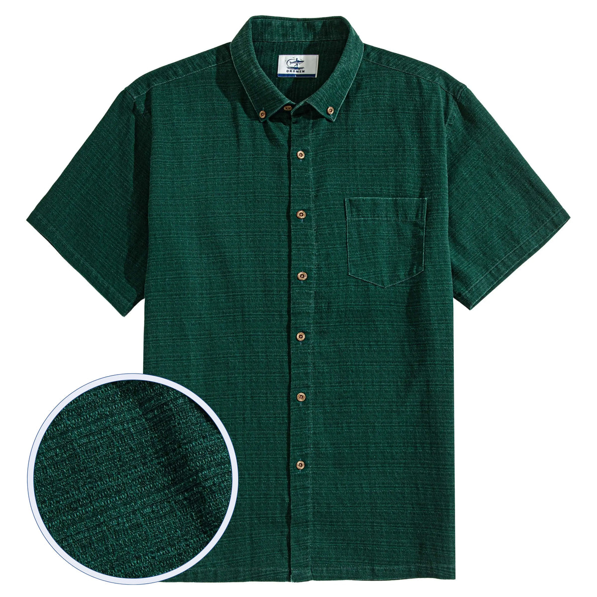 OROMEN | Porous Woven Texture Shirt | 50% Linen 50% Cotton Button-Down